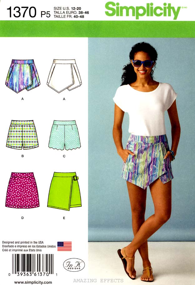 Simplicity Sewing Pattern 1370 Women's 12-20 Shorts Skort Skirts | eBay